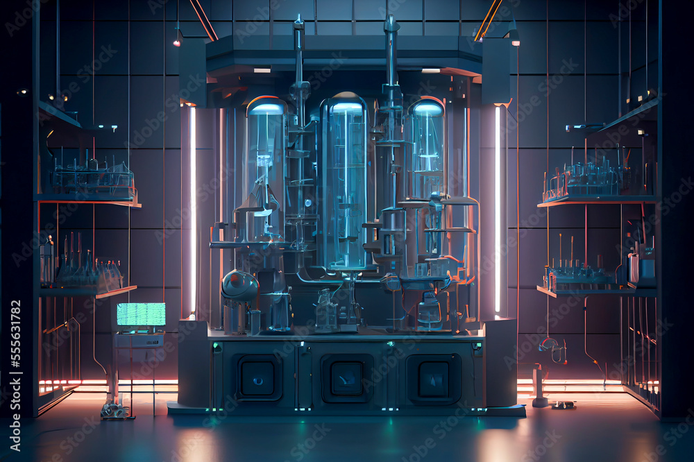 Futuristic scientific laboratory, biology and chemistry research lab ...