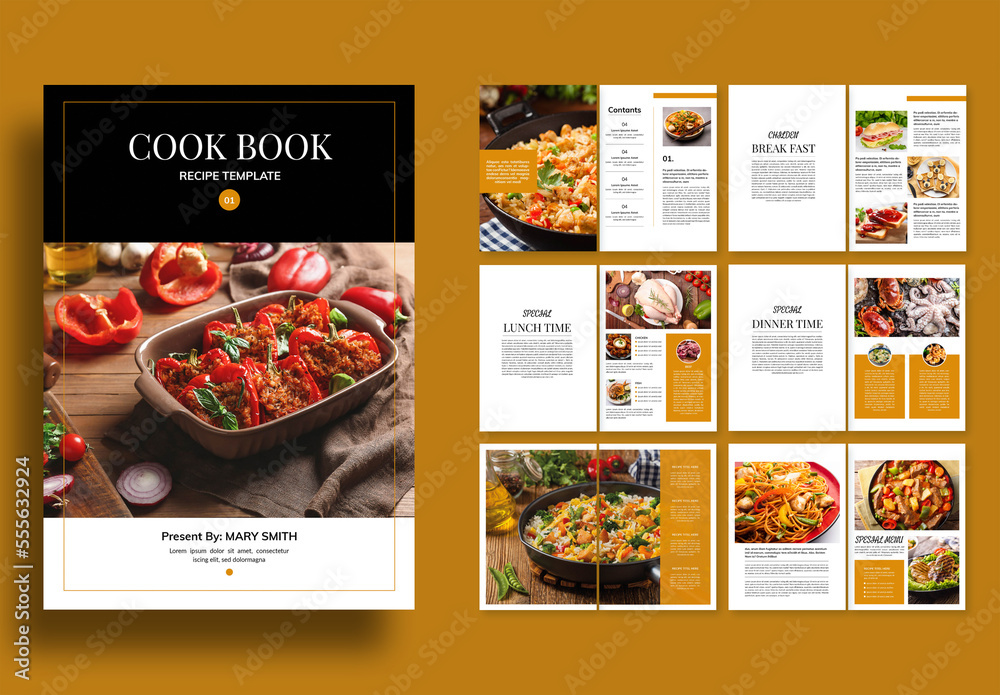Cook Book Layout Stock Template | Adobe Stock