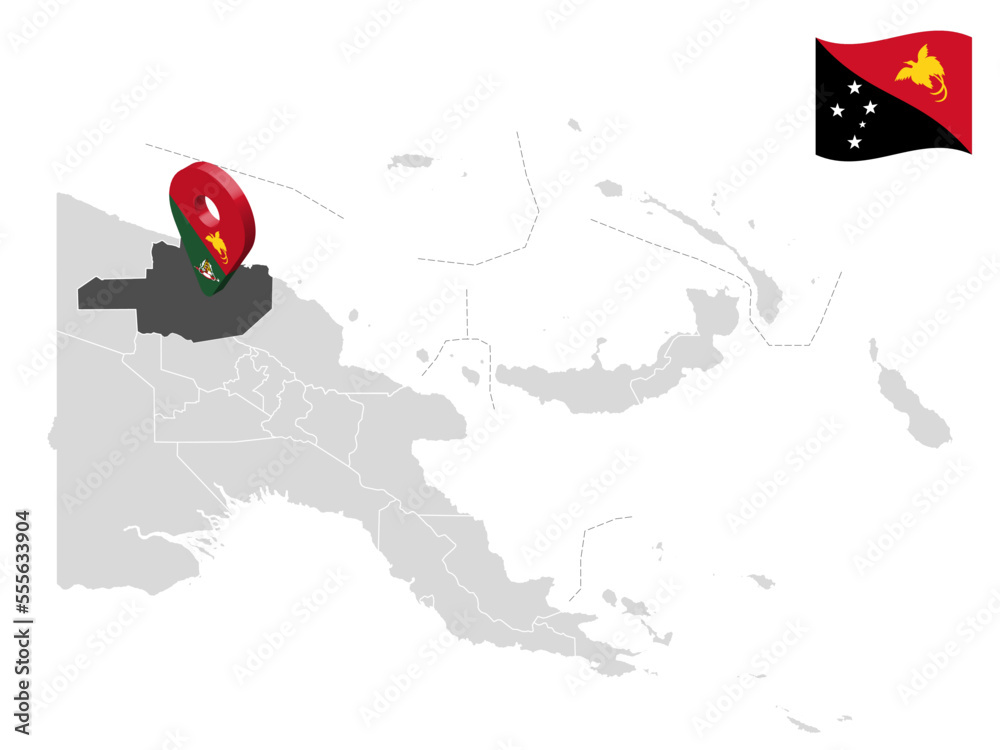 Location East Sepik Province on map Papua New Guinea. 3d location sign ...