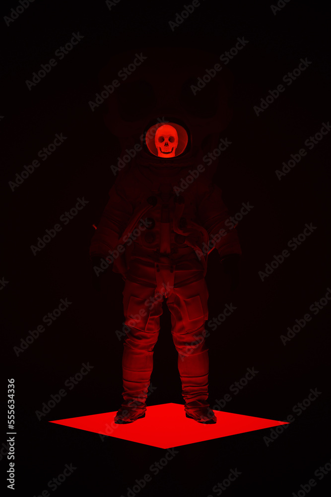 Red Astronaut Dead Occult Skull Cyber Punk Retro 1990s Sci Fi 3d ...