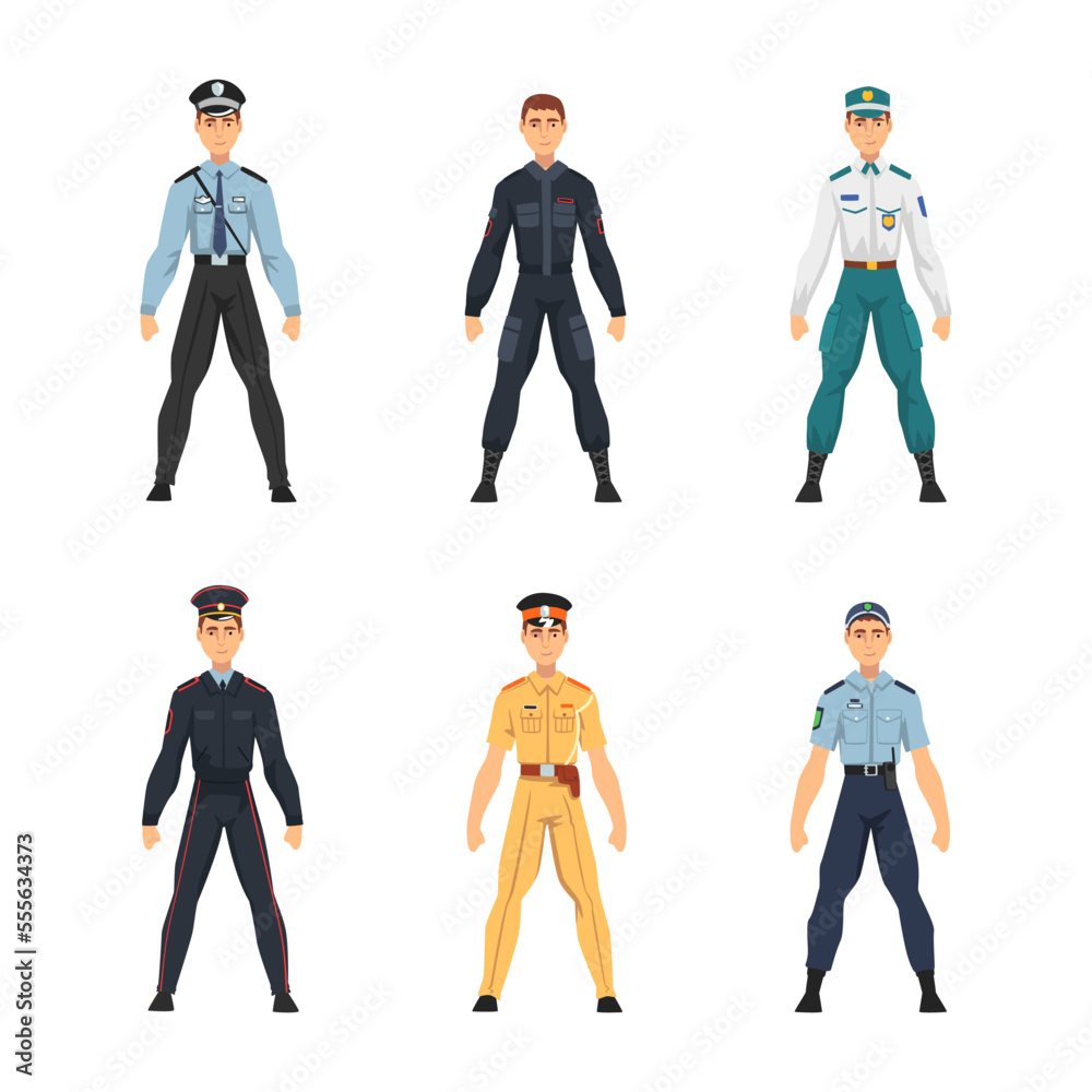 Police Officer from Around the World Wearing Uniform Vector Set Stock ...
