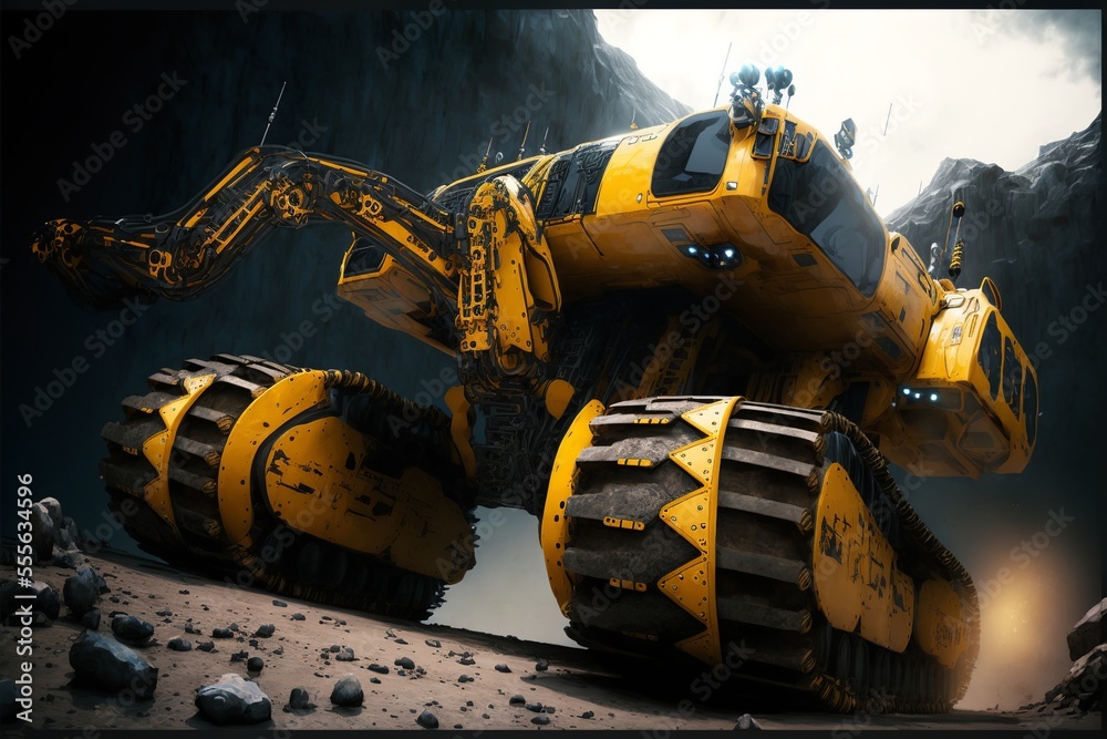 Sci-fi futuristic excavator grabber machine vehicle caterpillar Stock ...