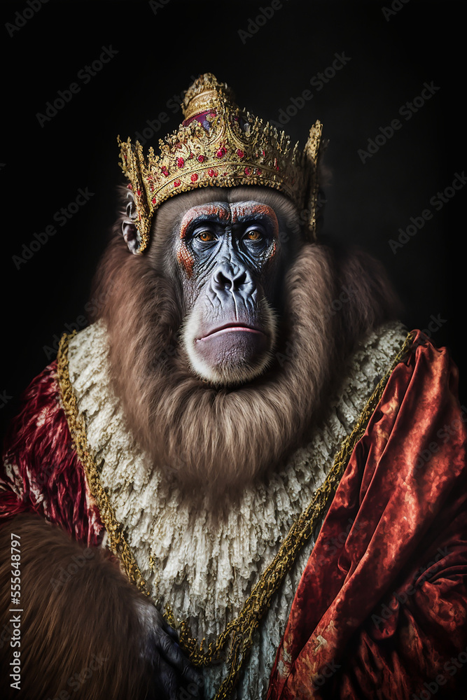 Old Royal Ape King with all wisdom Portrait Stock Illustration | Adobe ...