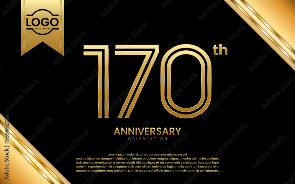 170th Anniversary Celebration. Anniversary Template Design With Golden ...