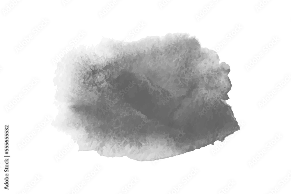 Gray watercolour spot on white. Hand drawn grey stain. Watercolor art ...