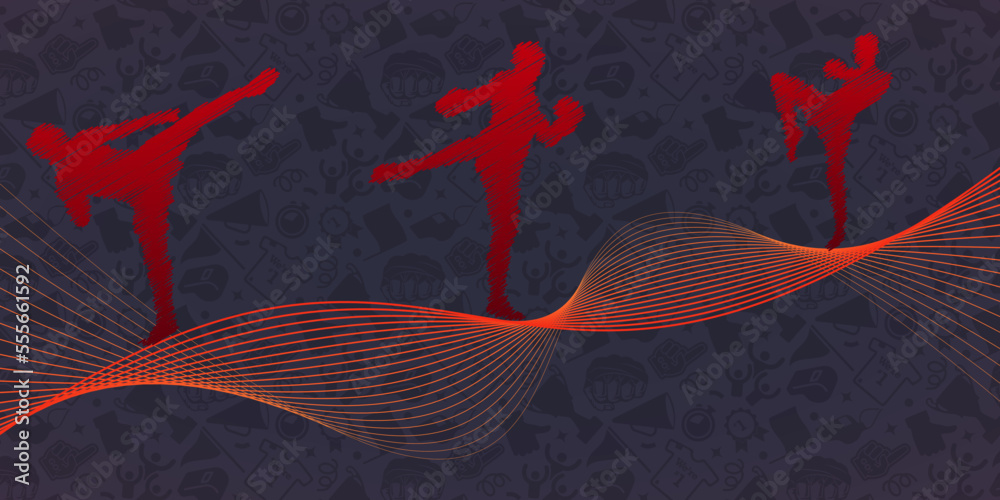 MMA abstract lines with wave design. Creative sport concept. Art vector ...