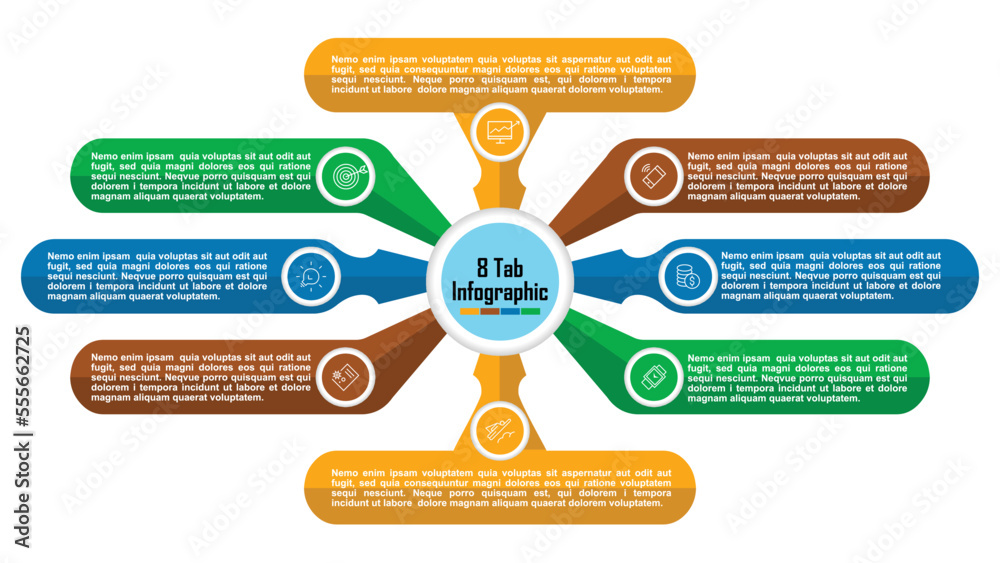 Vector Illustration for 8 Tab Infographic Stock Vector | Adobe Stock
