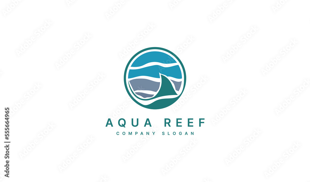 Aqua Reef , sea with fish logo design. Aqua Reef , sea with fish ...
