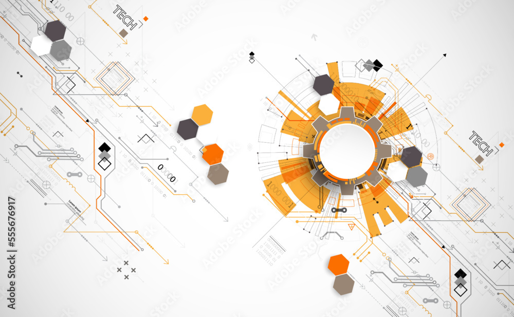 Abstract technology concept. Circuit board, high computer color ...
