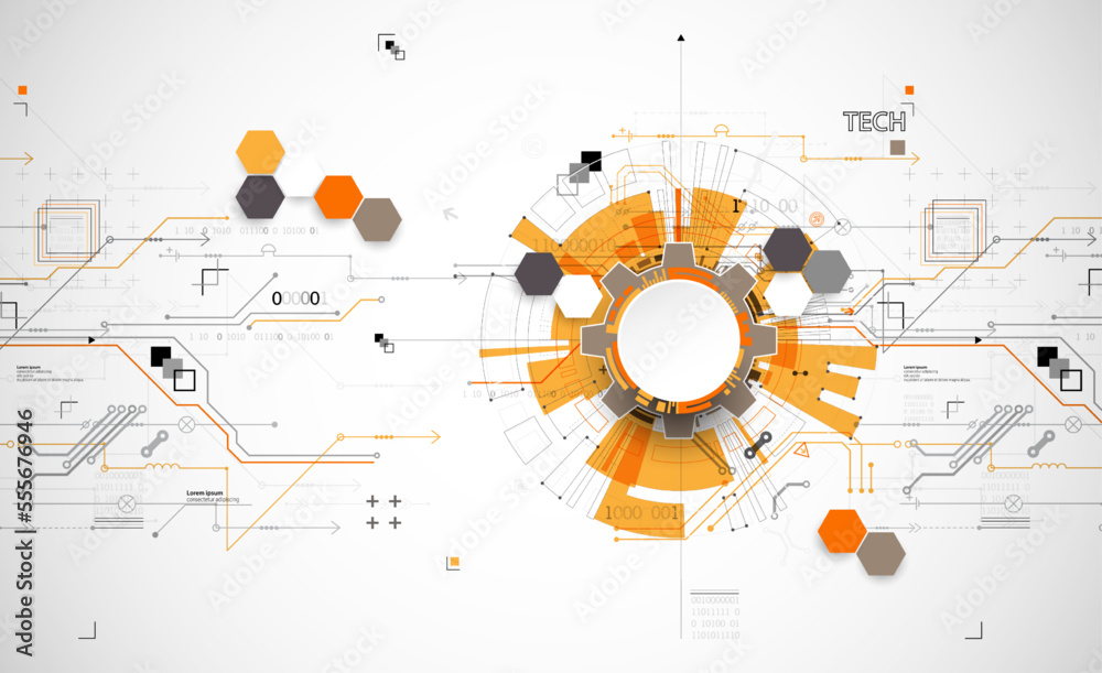 Abstract technology concept. Circuit board, high computer color ...