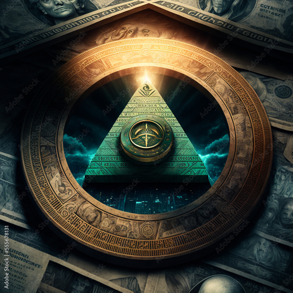 illuminati symbol with an eye in a pyramid, rulers of the world ...
