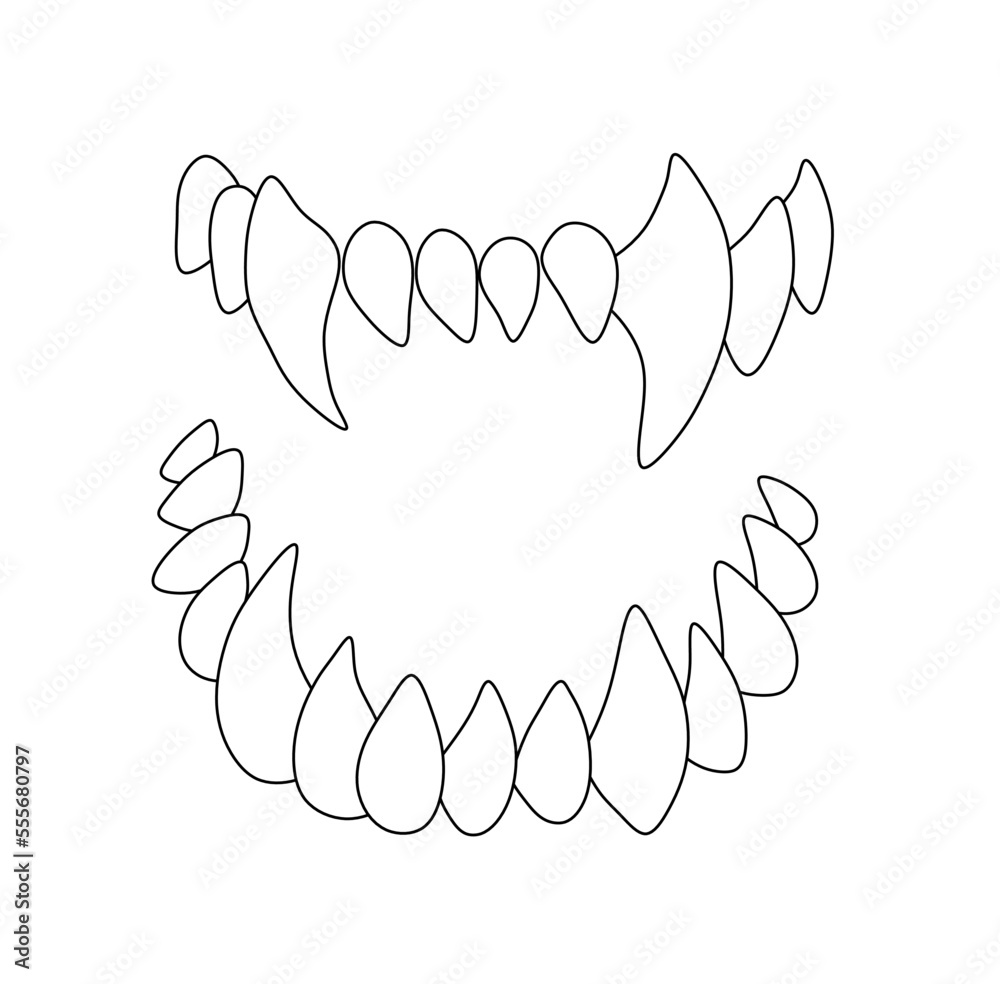 Vector isolated simple minimal scary jaws teeth with long fangs ...