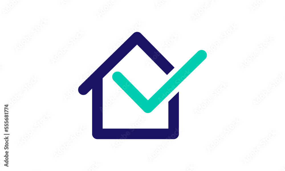 Home logo template with check mark logo for real vector image Stock ...