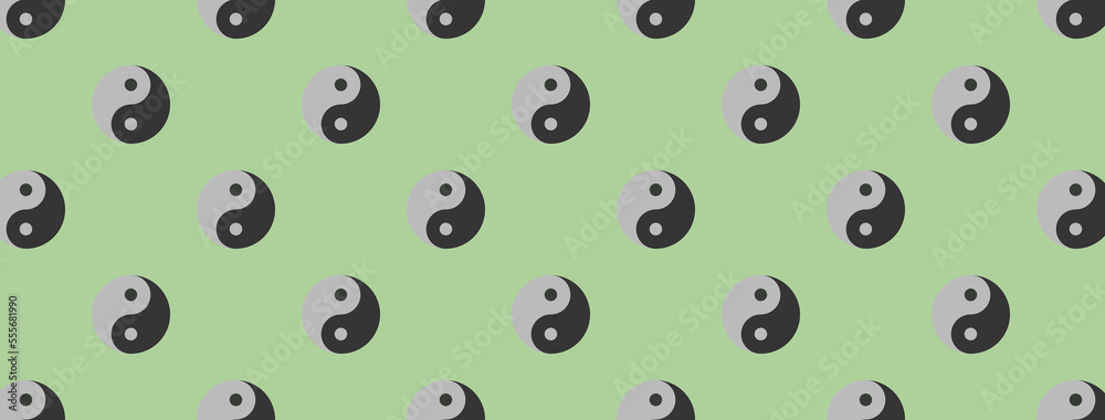 Seamless pattern. Image of Yin Yang symbol on pastel yellow green ...
