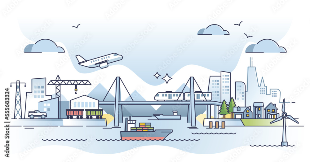 Infrastructure as city transport structures and facilities outline ...