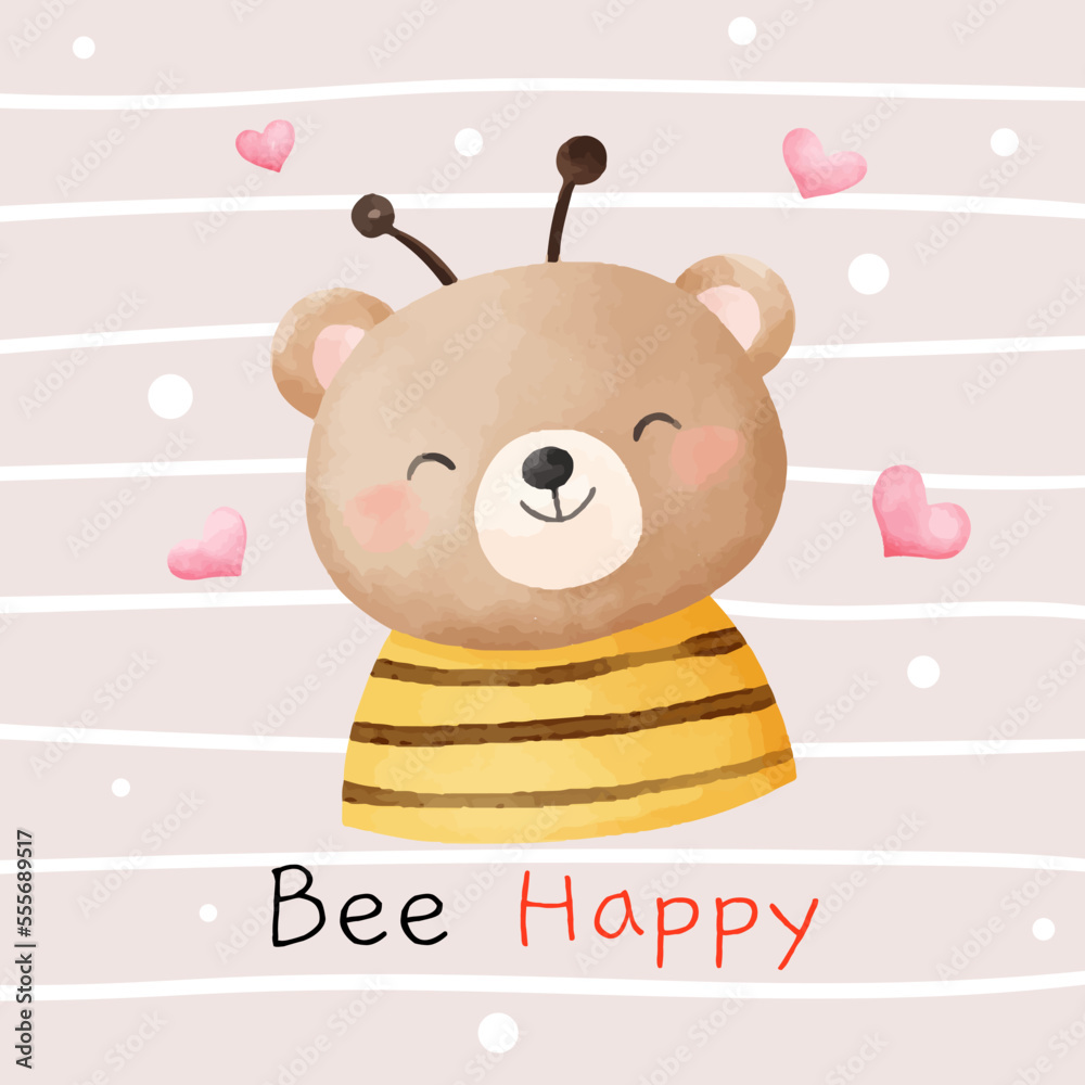 Draw bee bear for spring and summer Printable kids Stock-Vektorgrafik ...