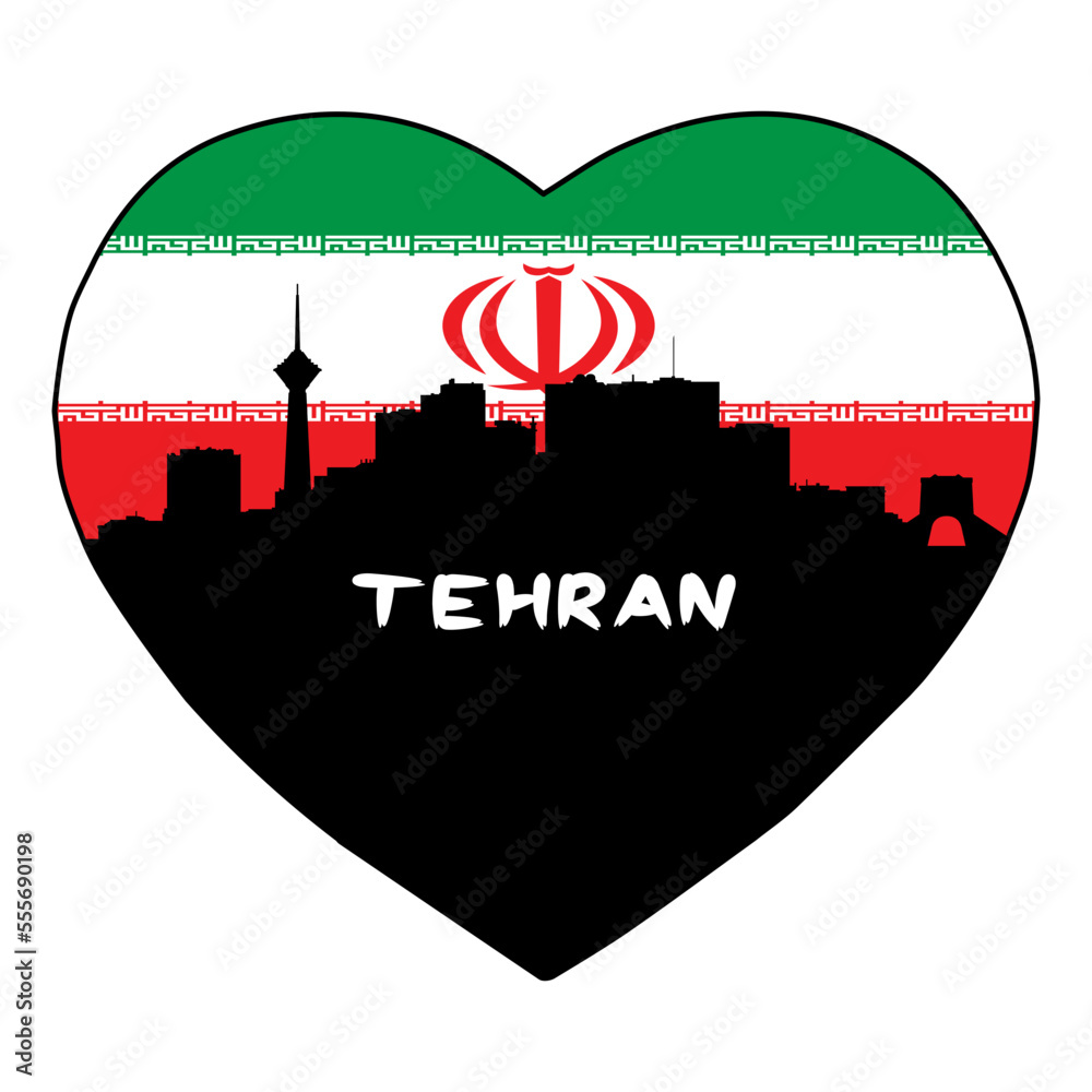 Tehran Iran Flag Skyline Silhouette Retro Vintage Sunset Tehran Lover ...