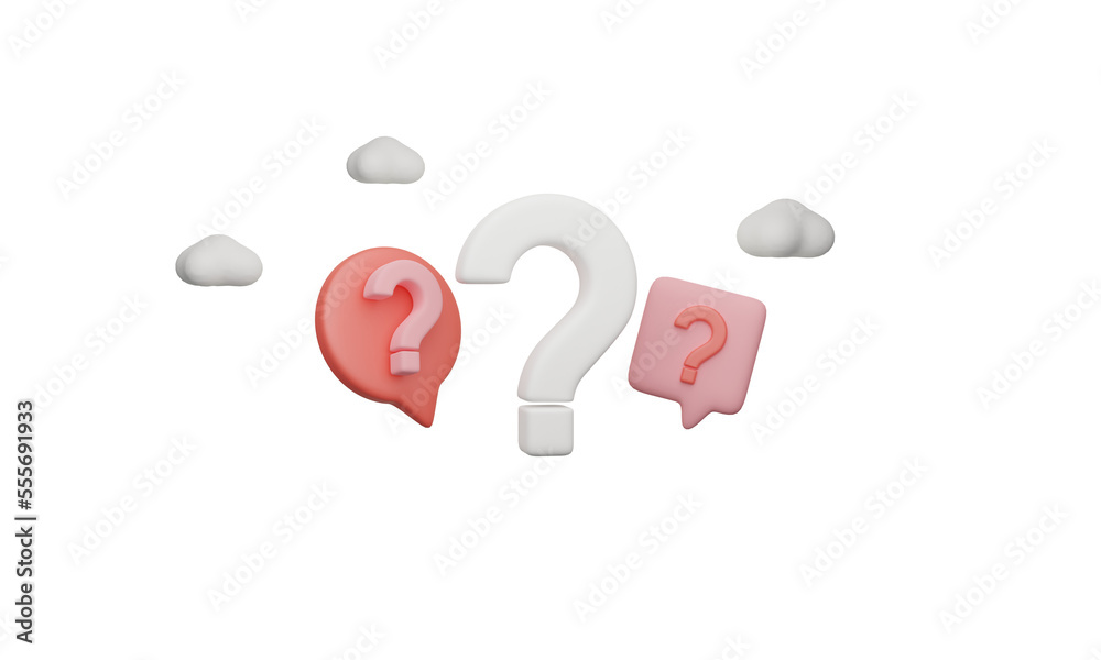 Question 3D illustration concept on transparent background, speech ...