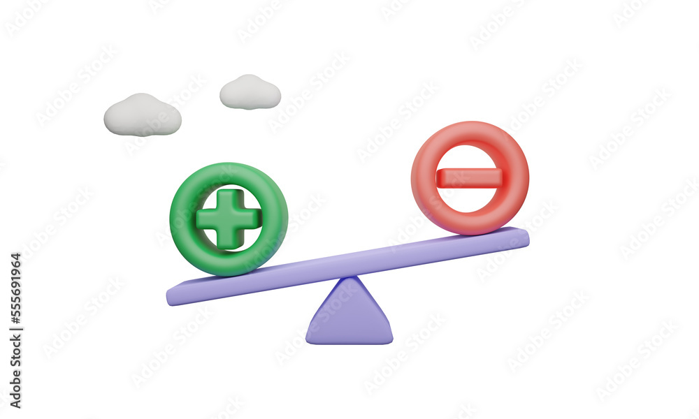 Pros and Cons abstract comparison concept on transparent background, 3D ...
