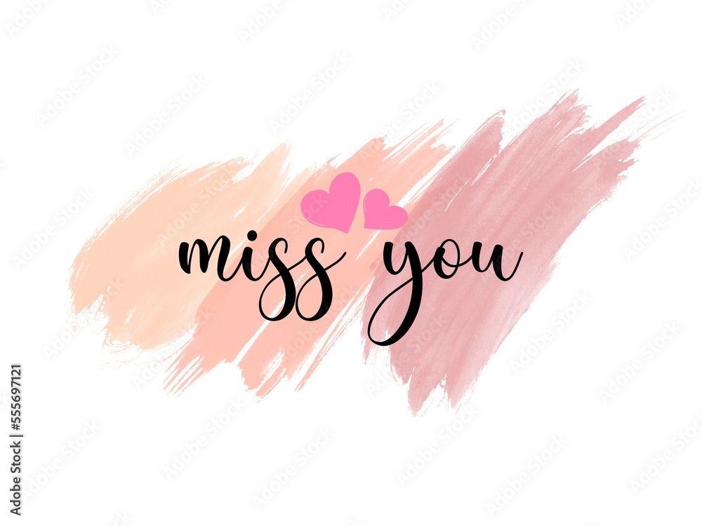 handwritten miss you quote in modern calligraphy lettering on ...