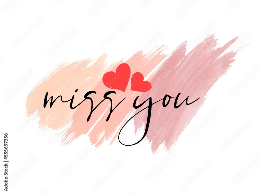 handwritten miss you quote in modern calligraphy lettering on ...