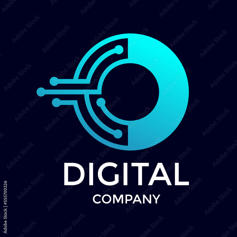 Letter O technology logo. Font digital vector design for industry with ...