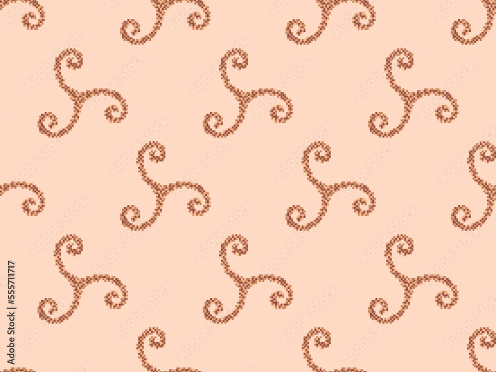 Triskele symbol in pixel style seamless pattern. Pixelated Triskelion ...