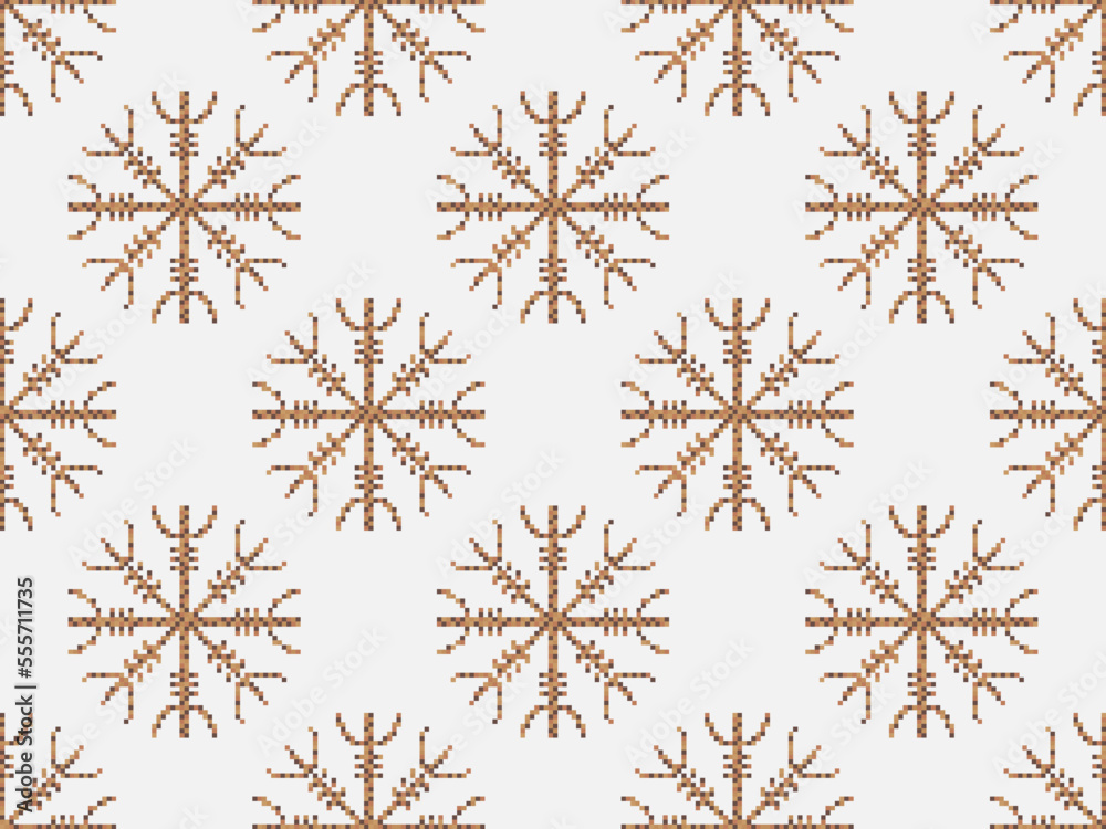 Seamless pattern with Helm of Awe or Helm of Terror in pixel style ...