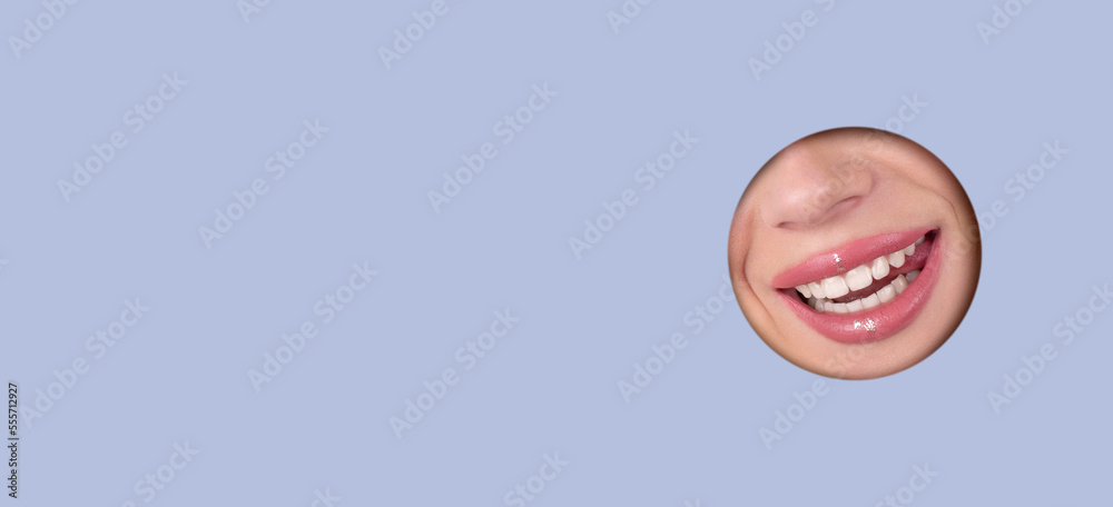 Beautiful smile through the triangle round hole on olen mouth white ...