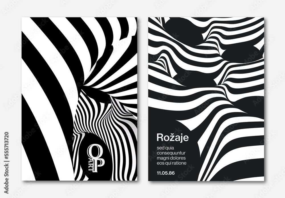 Creative Black And White Op Art Posters Layout Stock Template | Adobe Stock