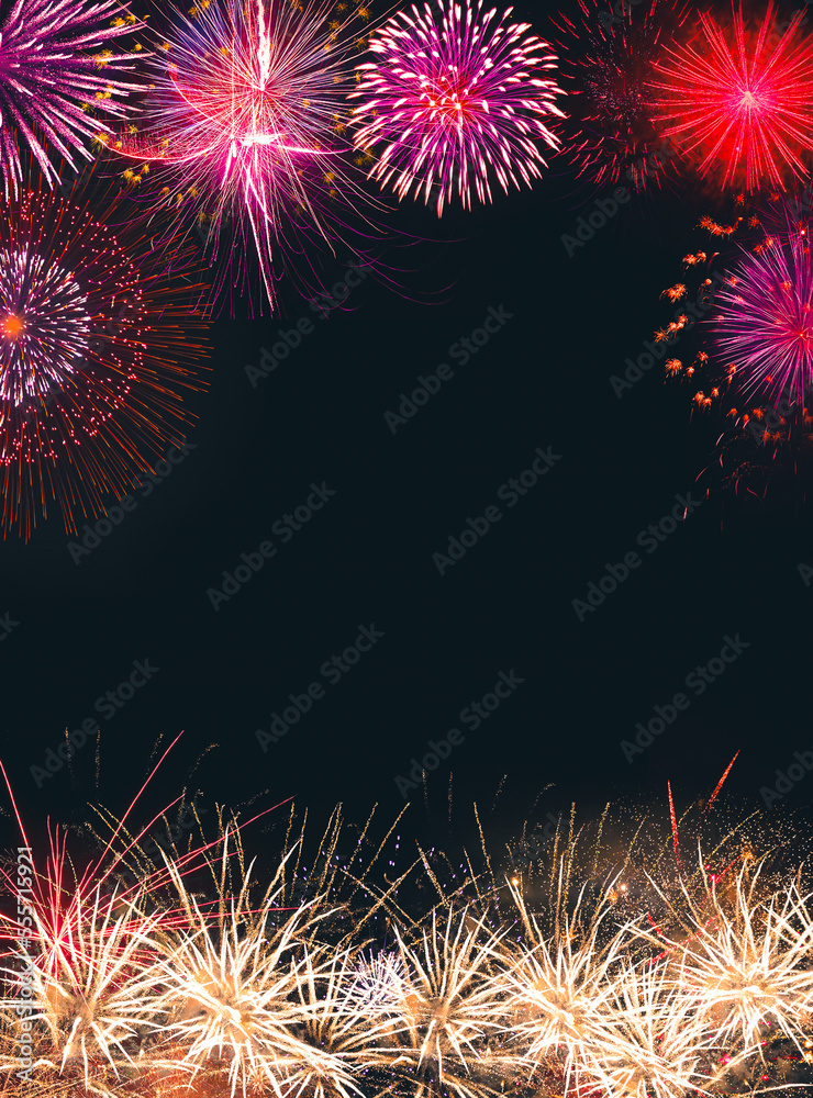 fireworks in the night sky, fajerwerki sylwestrowe, noworoczne na ...
