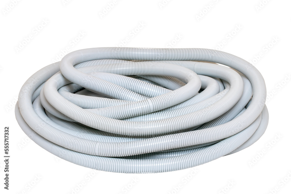 Gray industrial flexible corrugated pipe for installations of electric ...