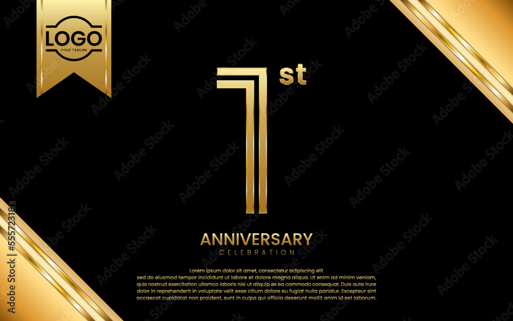 1st Anniversary Celebration. Anniversary Template Design With Gold ...
