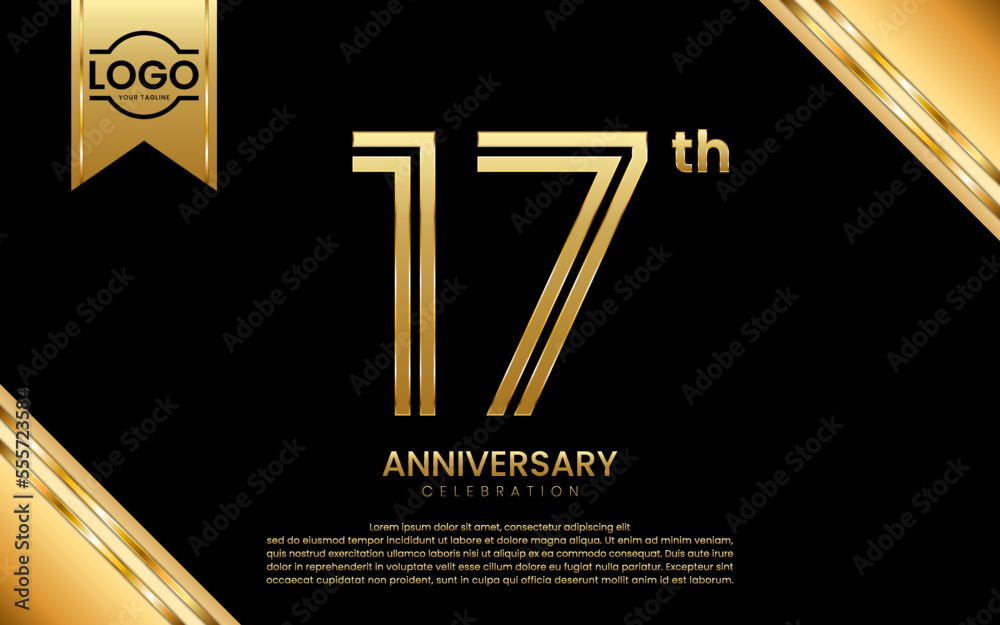 17th Anniversary Celebration. Anniversary Template Design With Gold ...