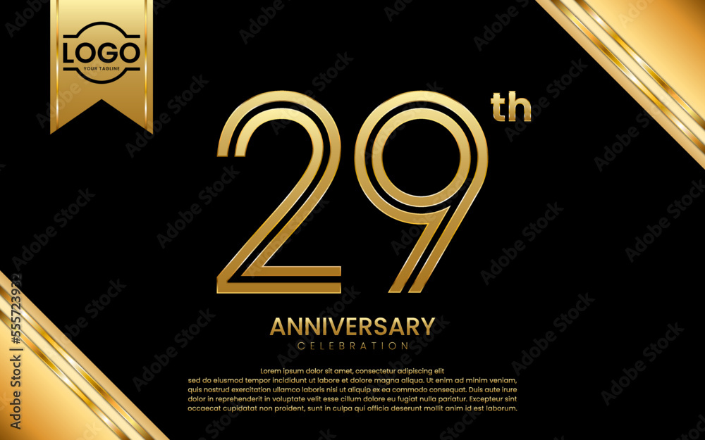 29th Anniversary Celebration. Anniversary Template Design With Gold ...