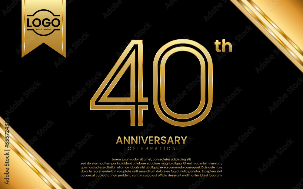 40th Anniversary Celebration. Anniversary Template Design With Gold ...