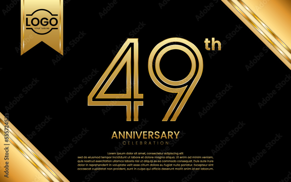 49th Anniversary Celebration. Anniversary Template Design With Gold ...