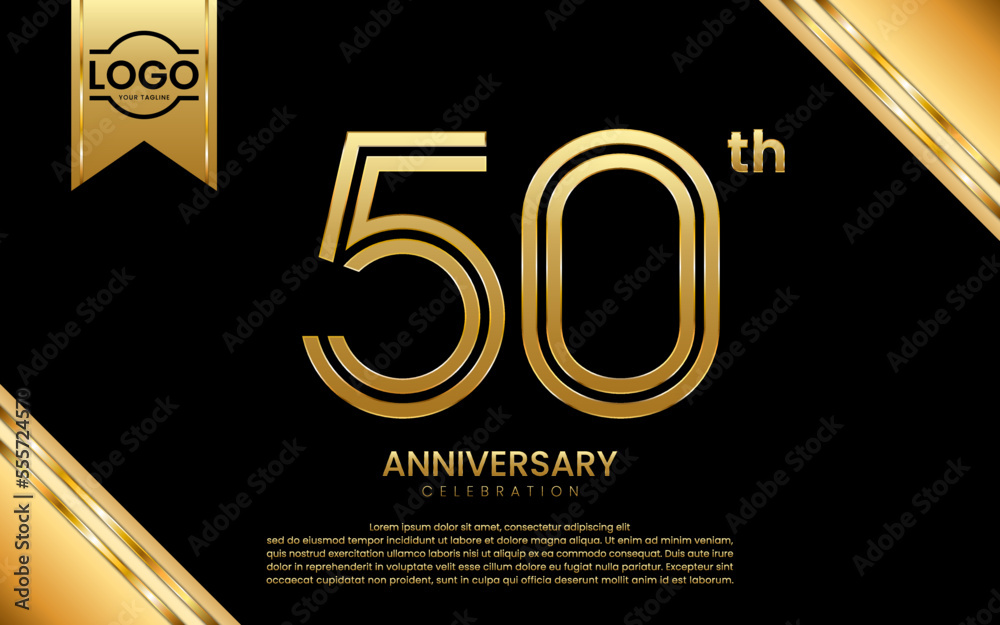 50th Anniversary Celebration. Anniversary Template Design With Gold ...