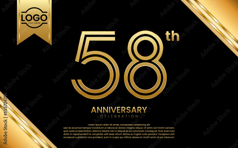 Vetor de 58th Anniversary Celebration. Anniversary Template Design With ...