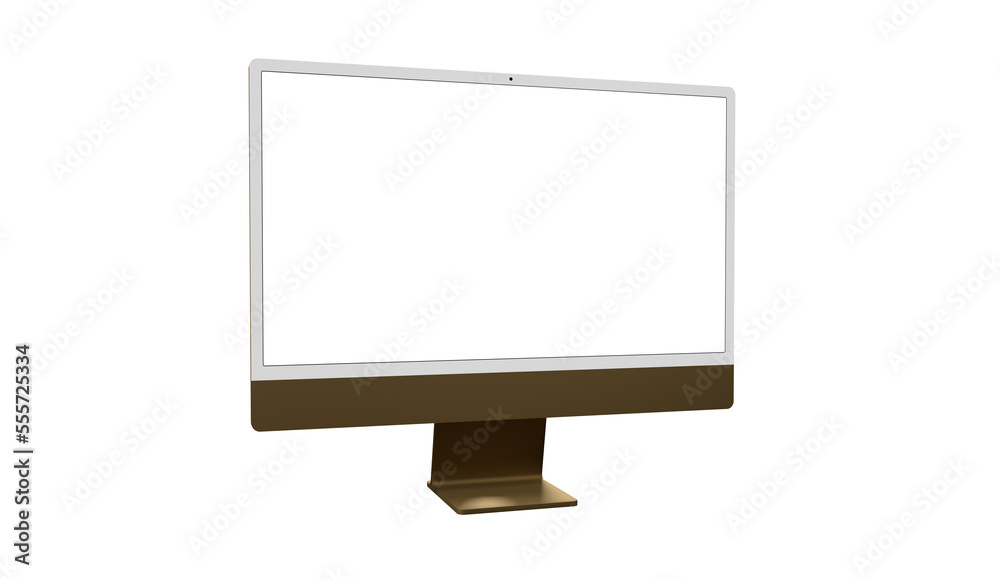 Computer monitor display with empty screen isolated on transparent ...