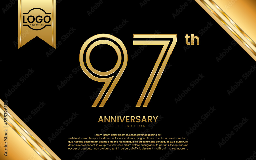 97th Anniversary Celebration. Anniversary Template Design With Gold ...