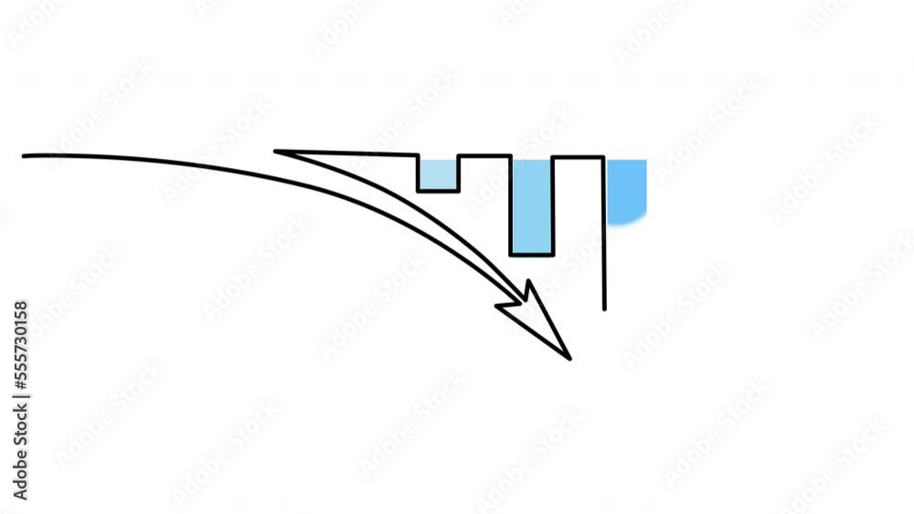 Decline diagram, fall curve, decrease chart self drawing animation ...