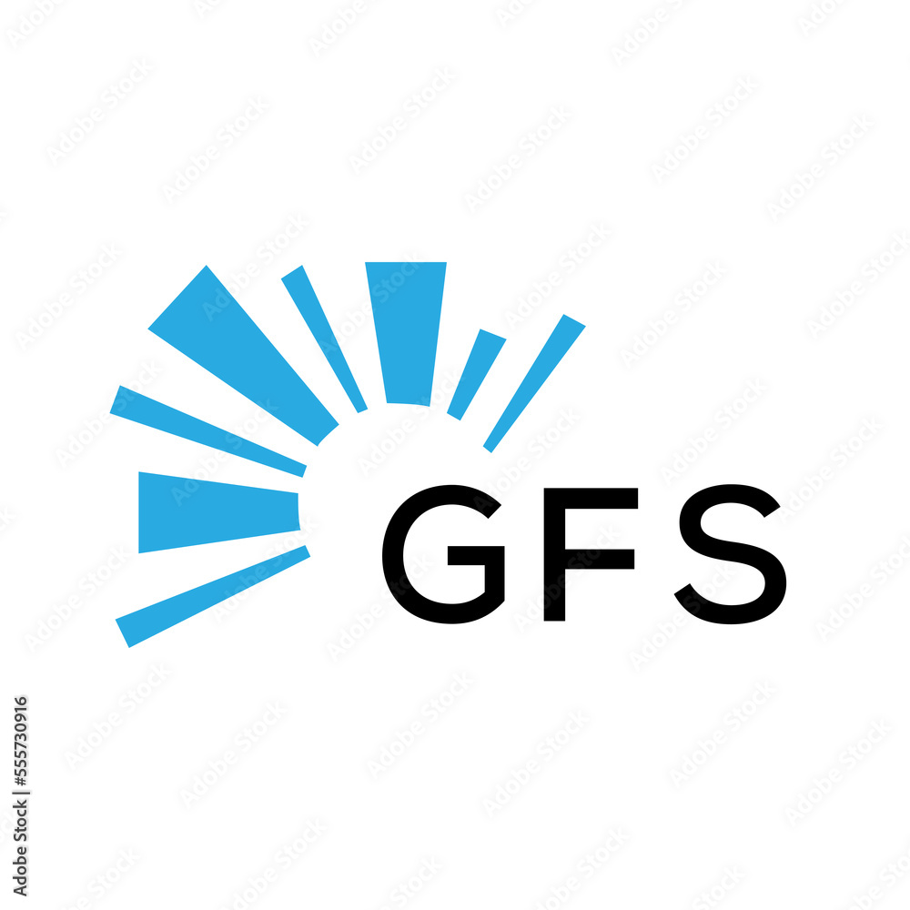 GFS letter logo. GFS blue image on white background and black letter ...