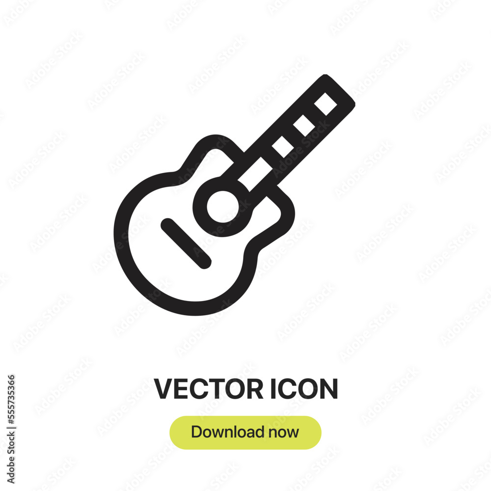 guitar icon vector. Linear style sign for mobile concept and web design ...