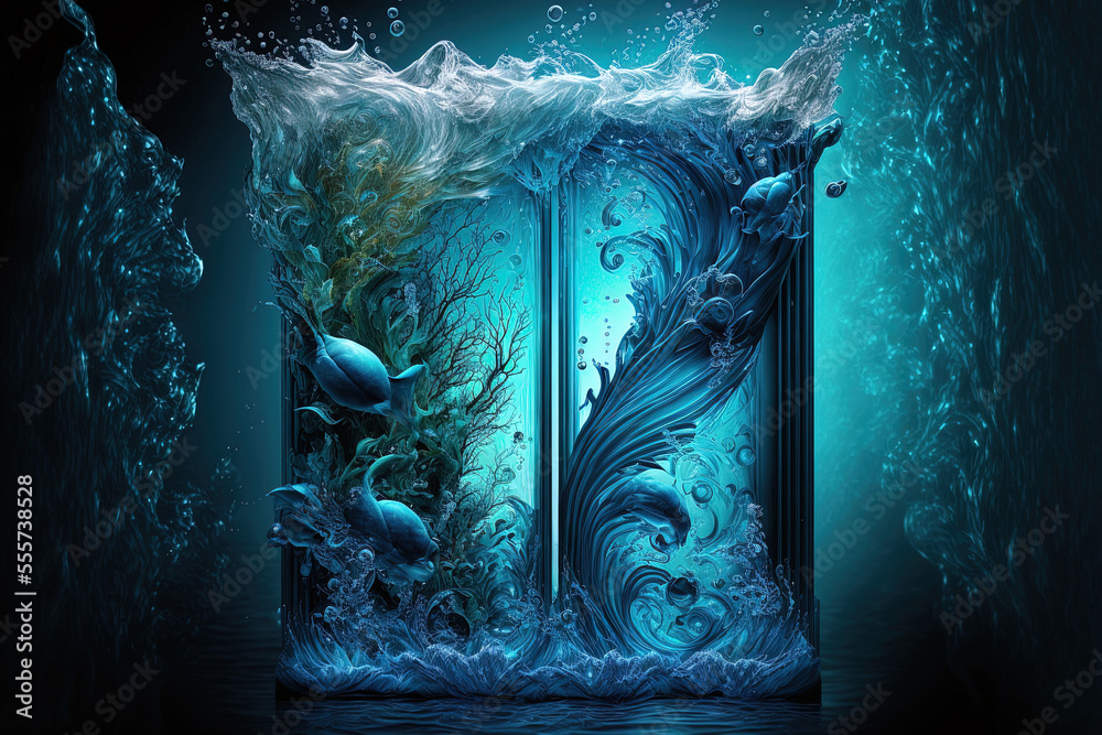 Abstract backdrop designs with water for the aqua art. Generative AI ...