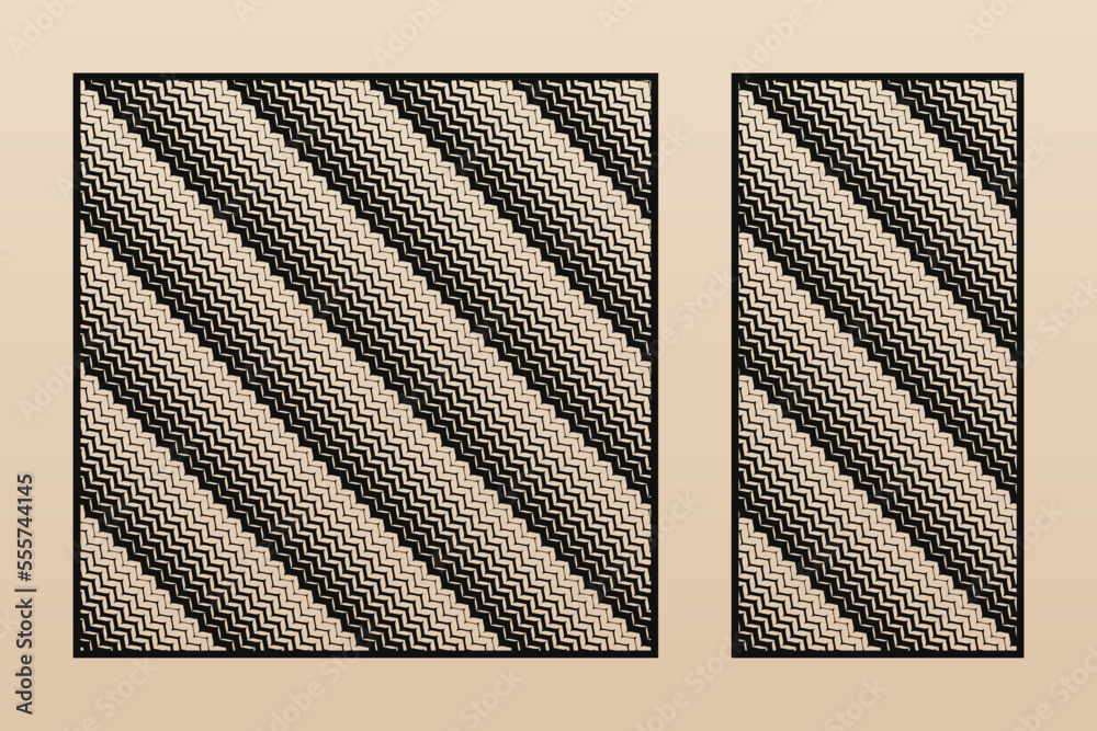 Laser cut panel. Set of abstract geometric patterns diagonal lines ...