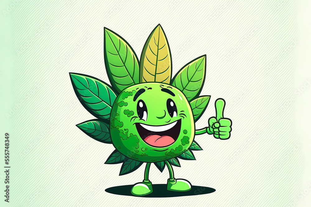 Happy Marijuana Leaf Cartoon Character Giving the OK Sign. Hand drawn ...