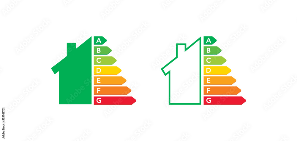Energy efficiency rating icon. Eco house concept illustration symbol ...
