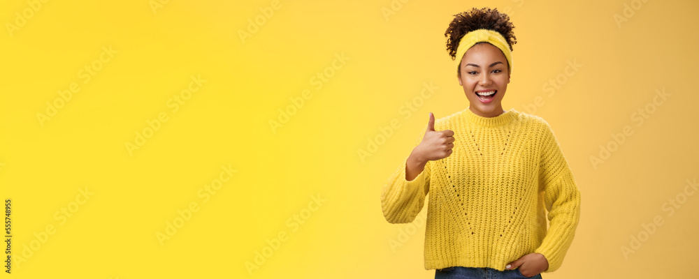 Energetic outgoing good-looking female office assistant ready help out ...