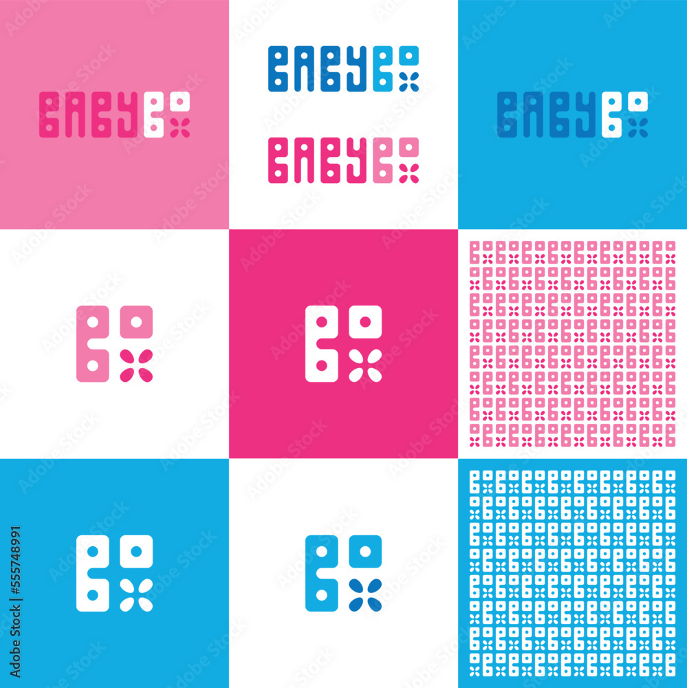 Baby box logo and pattern girl logo boy logo gift box logo Stock Vector ...